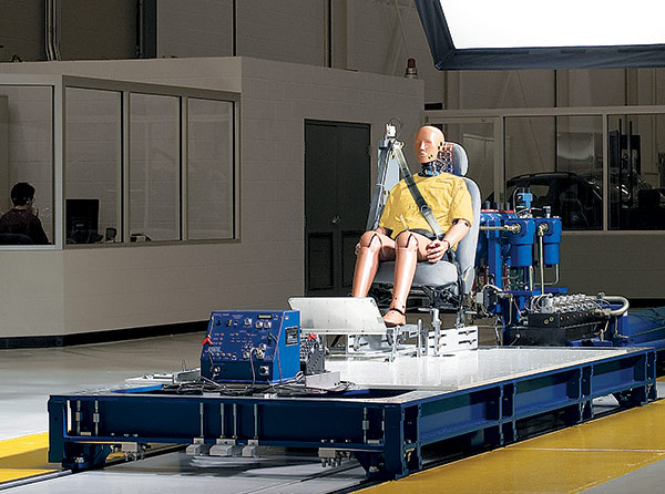 Dynamic head restraint testing begins